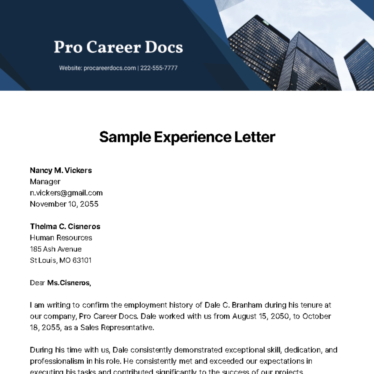 Free Sample Experience Letter - Edit Online & Download | Template.net
