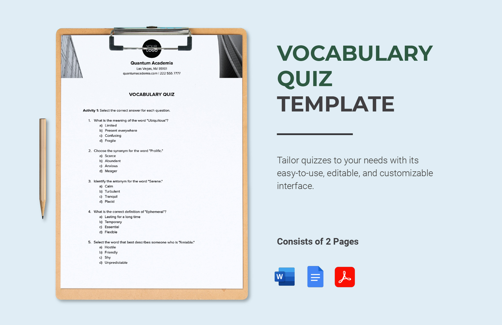 Editable Quiz Templates In PDF To Download