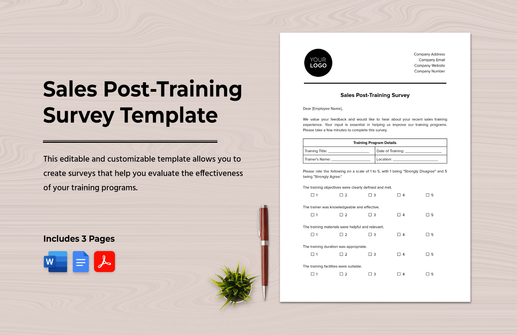 Editable Training Survey Templates In Word To Download