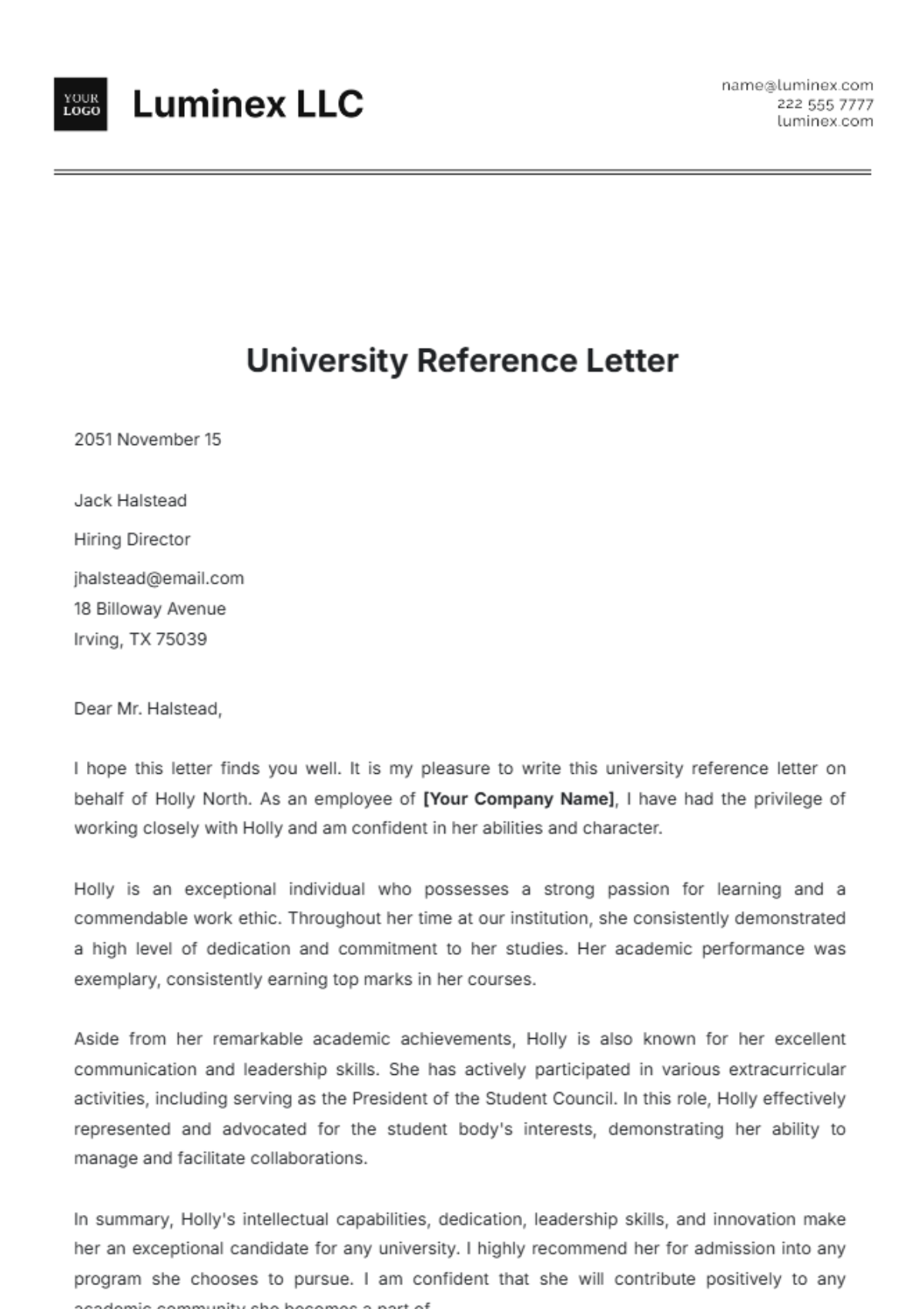 FREE Reference Letter Templates & Examples - Edit Online & Download ...