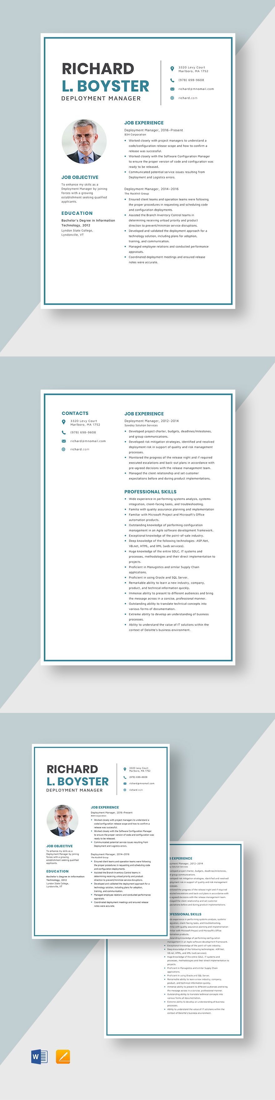 Deployment Manager Resume Template - Word, Apple Pages | Template.net