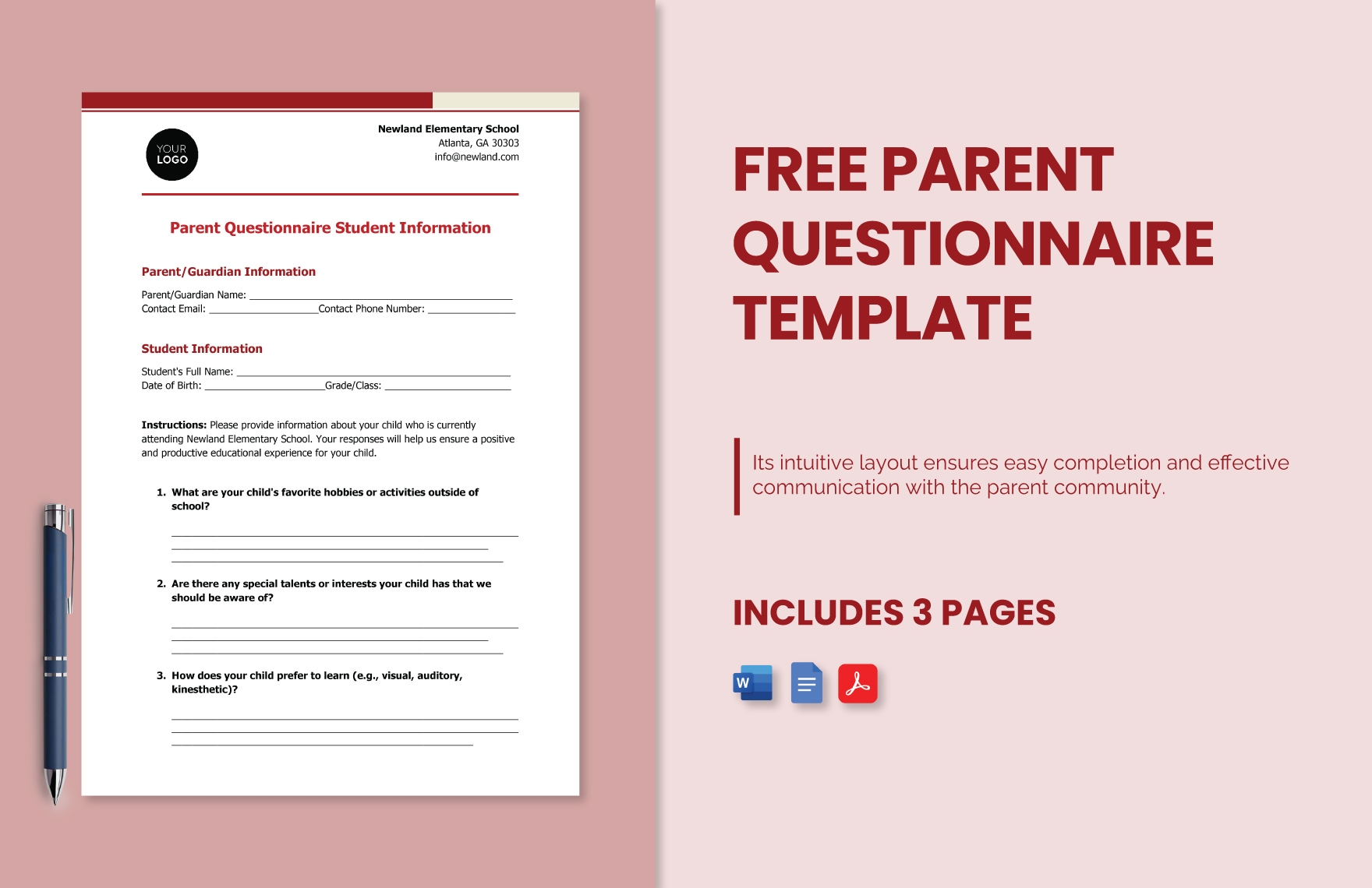 Free Parent's Report Card Template - Download in Word, Google Docs ...