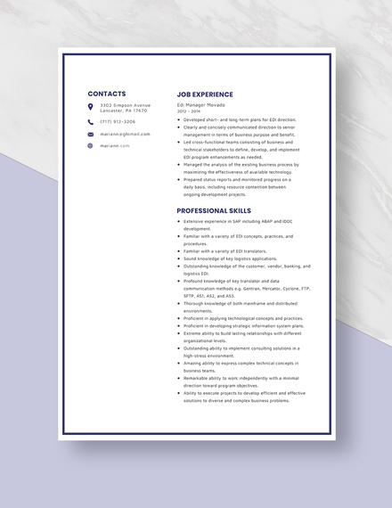 Edi Administrator Sample Resume