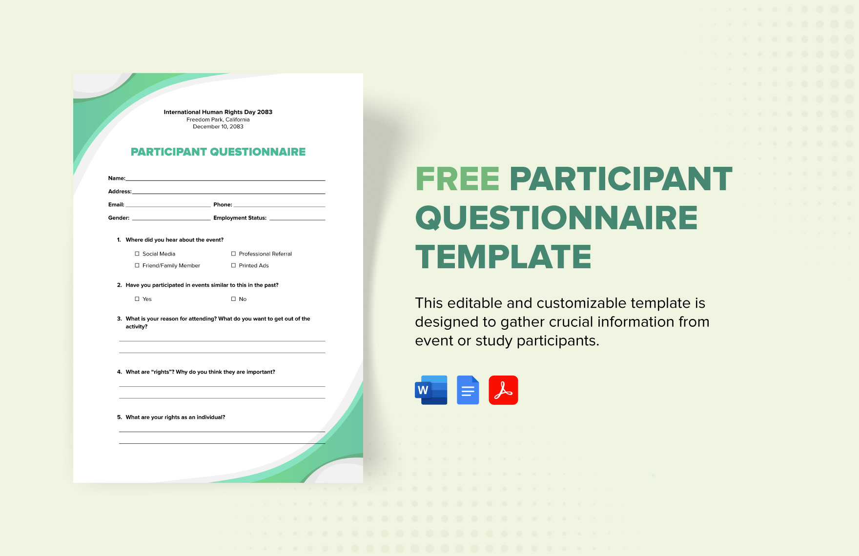 Business Questionnaire Template in Word, PDF, Google Docs - Download ...
