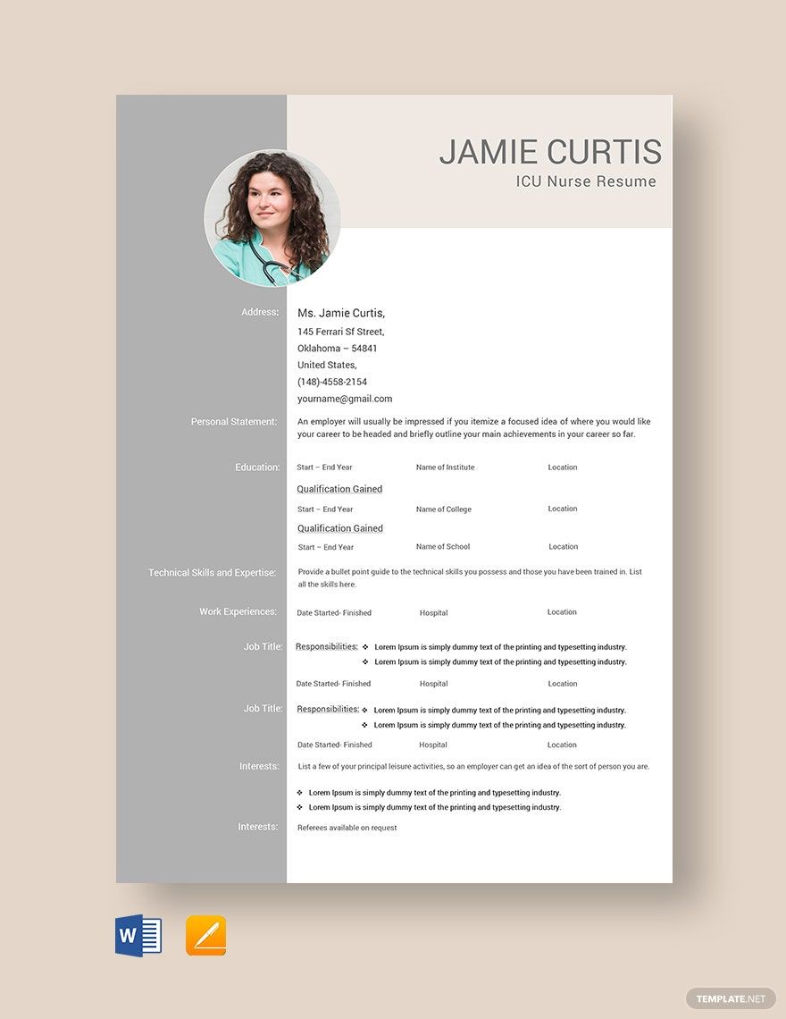 Nurse Templates Pages Design Free Download Template