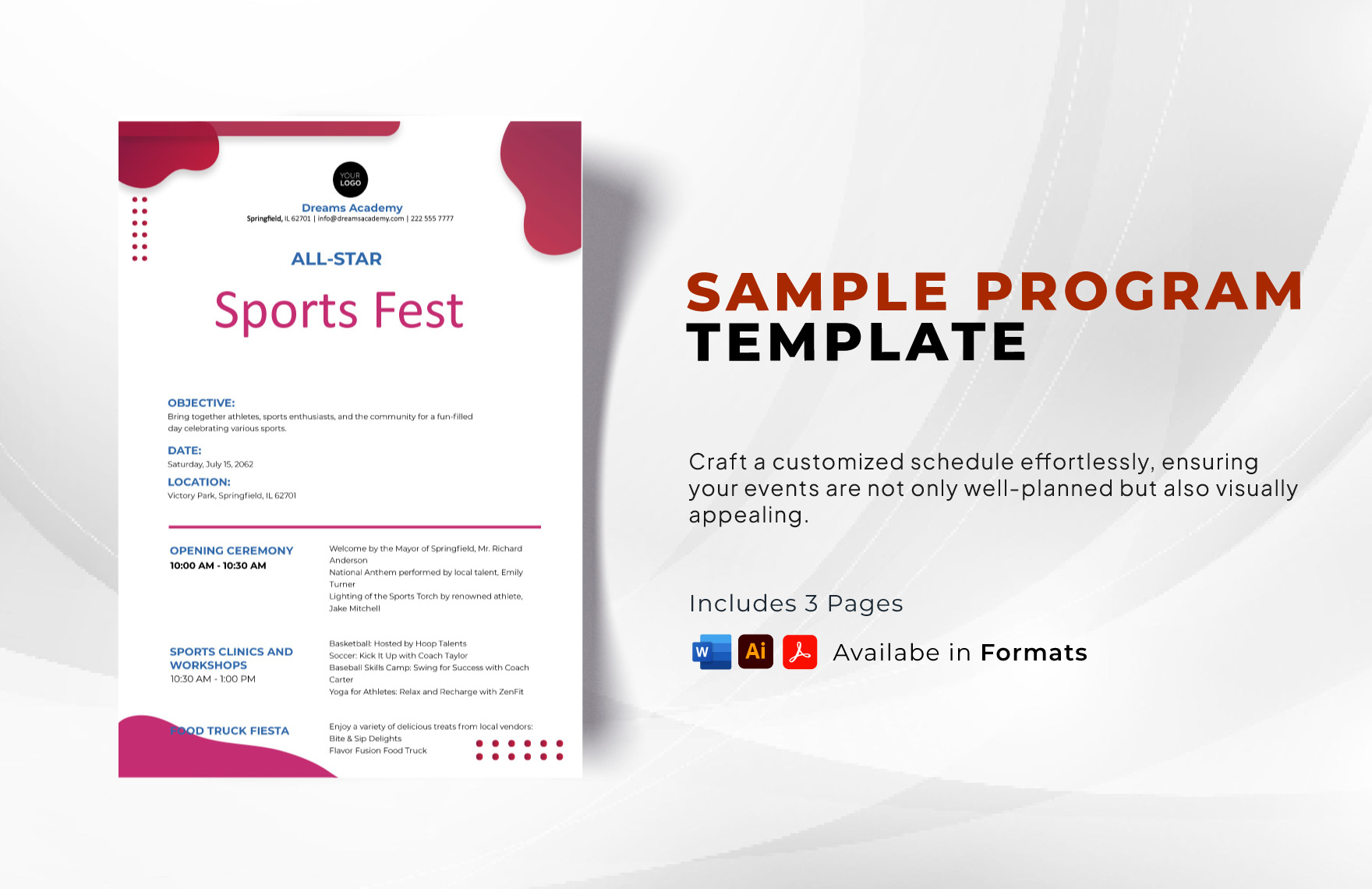 Foldable Program Template In PDF Google Docs Word Download Foldable Program Template In PDF Google Docs Word Download