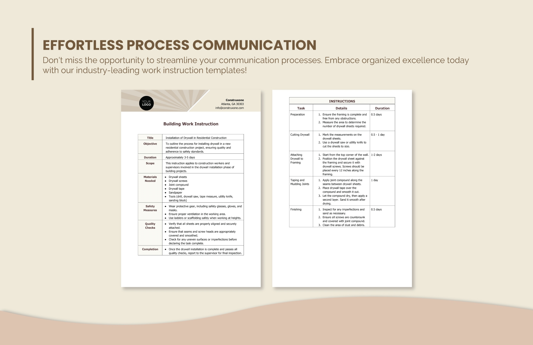 Building Work Instruction Template - Download in Word, Google Docs, PDF ...