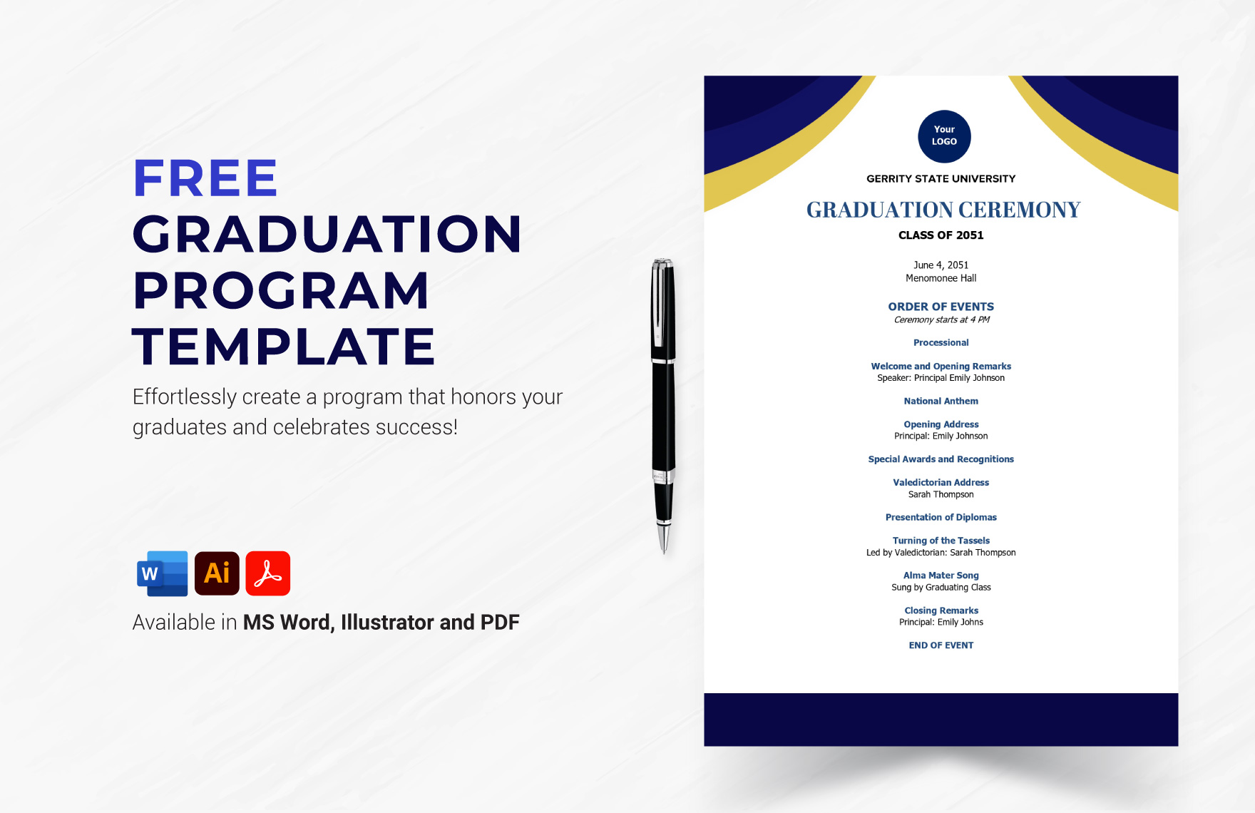 Free Graduation Program Templates Editable And Printable