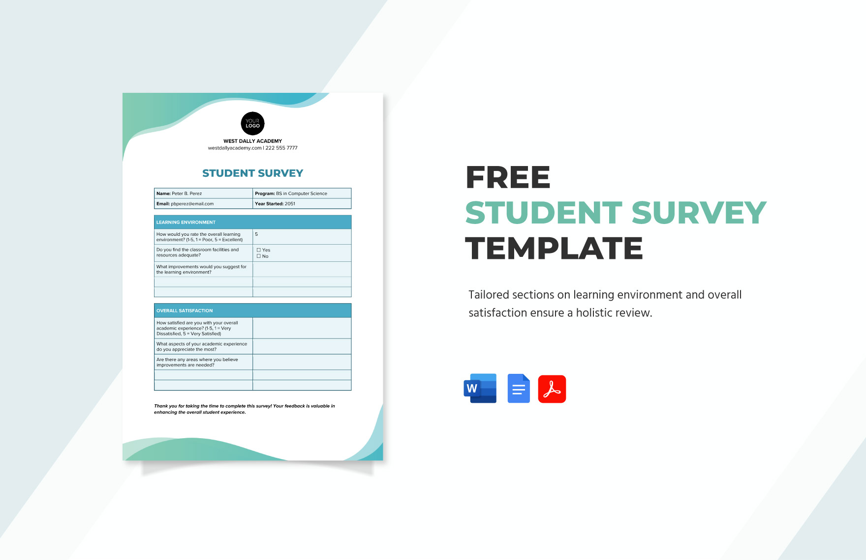 Free Student Survey Template Download In Word Google Docs PDF