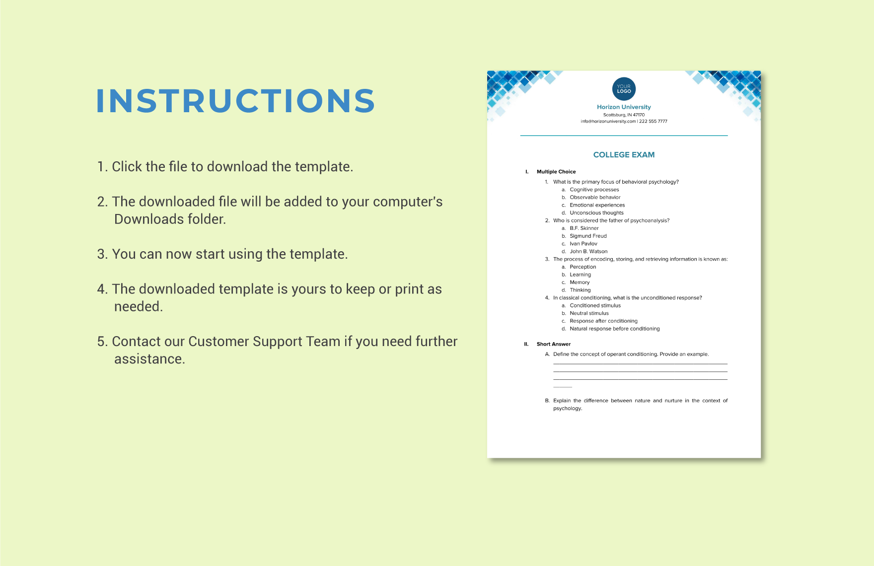 Free College Exam Template - Download in Word, Google Docs, PDF ...