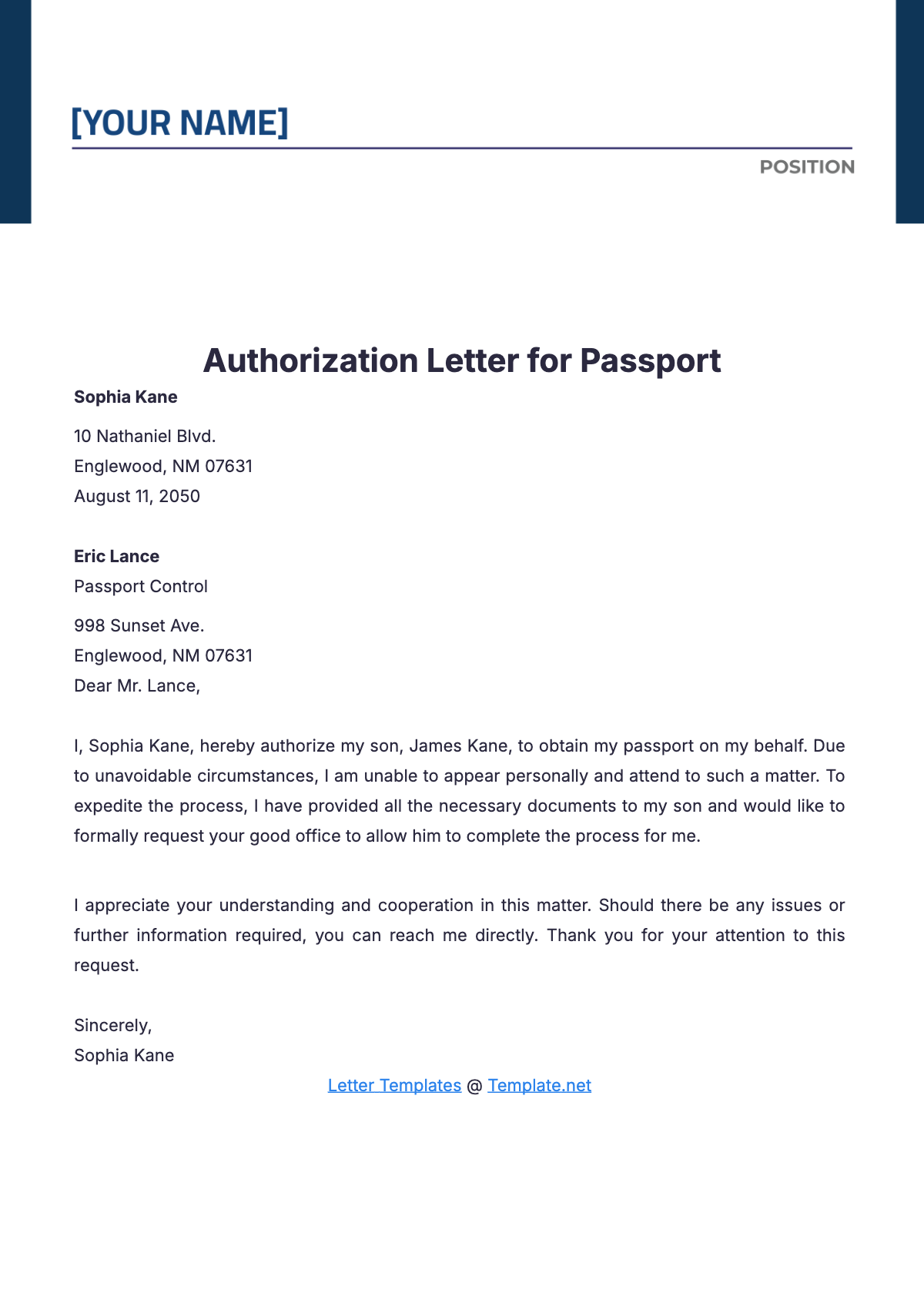 Free Printable Authorization Letter For Passport Template To Edit Online