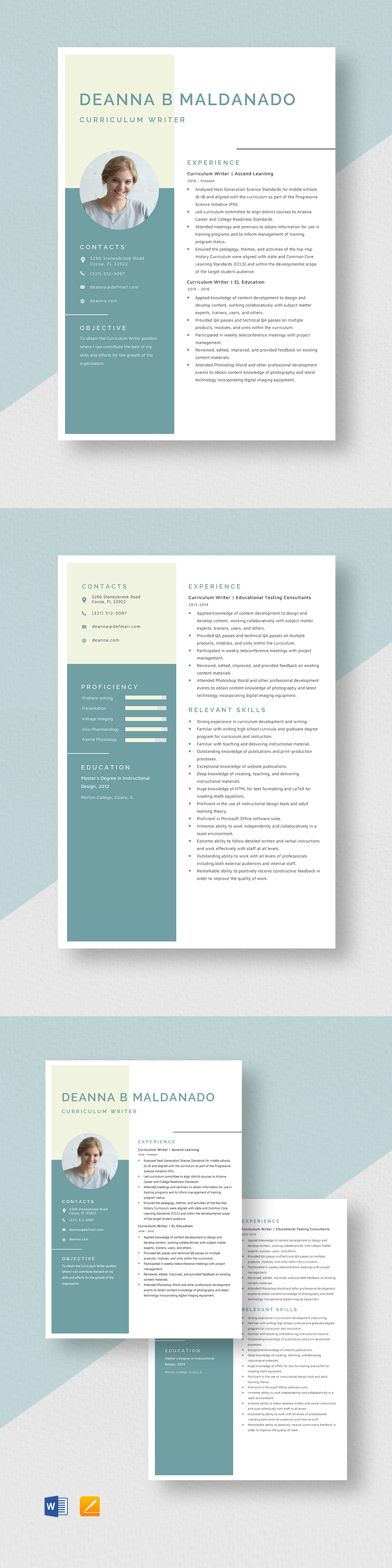 Curriculum Writer Resume Template - Word, Apple Pages | Template.net