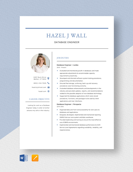 Database Developer Resume - Download in Word, Apple Pages | Template.net