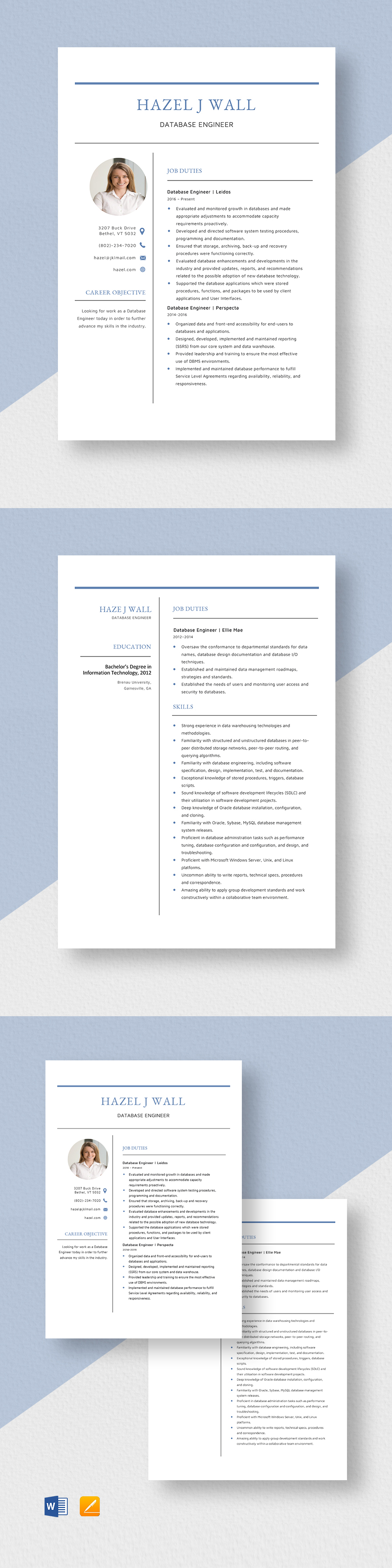 Database Engineer Resume Template - Word, Apple Pages | Template.net