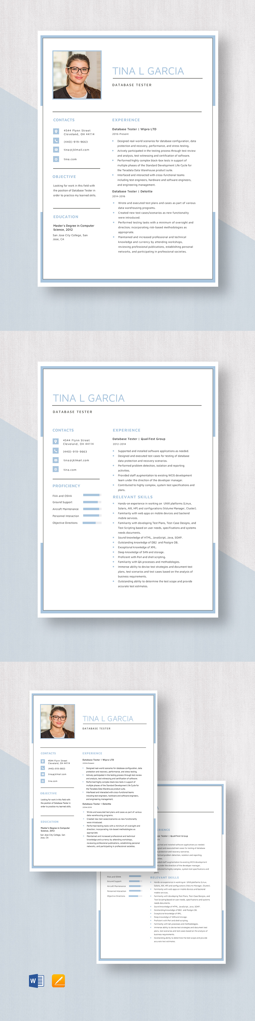 Free Database Tester Resume Template Word Apple Pages