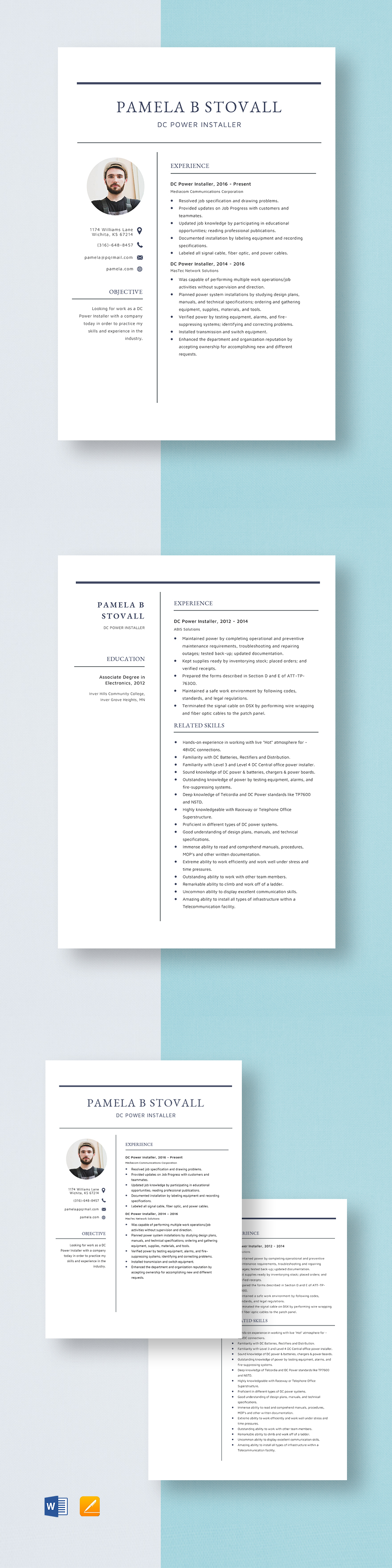 Free DC Power Installer Resume Template - Word, Apple Pages | Template.net