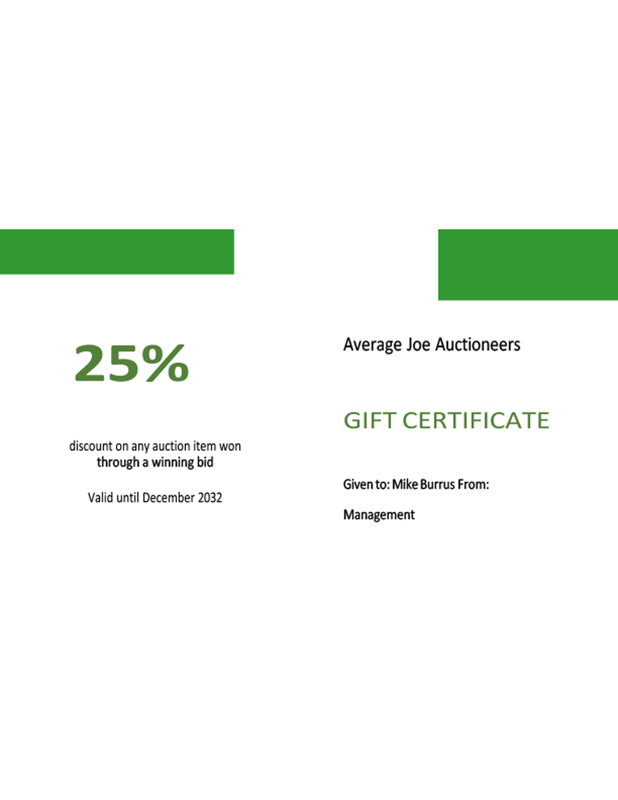 Auction Gift Certificate Template - Google Docs, Word, Publisher ...