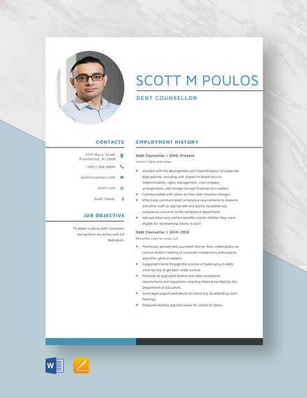 Free Behavioral Counselor Resume Template Word Apple Pages 