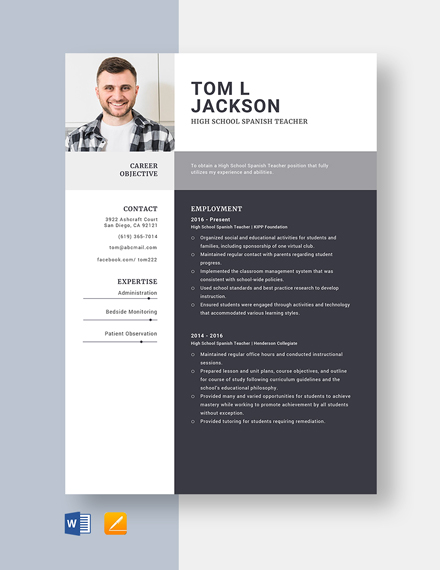 High School Resume - Download in Word, Illustrator, PSD, Apple Pages ...