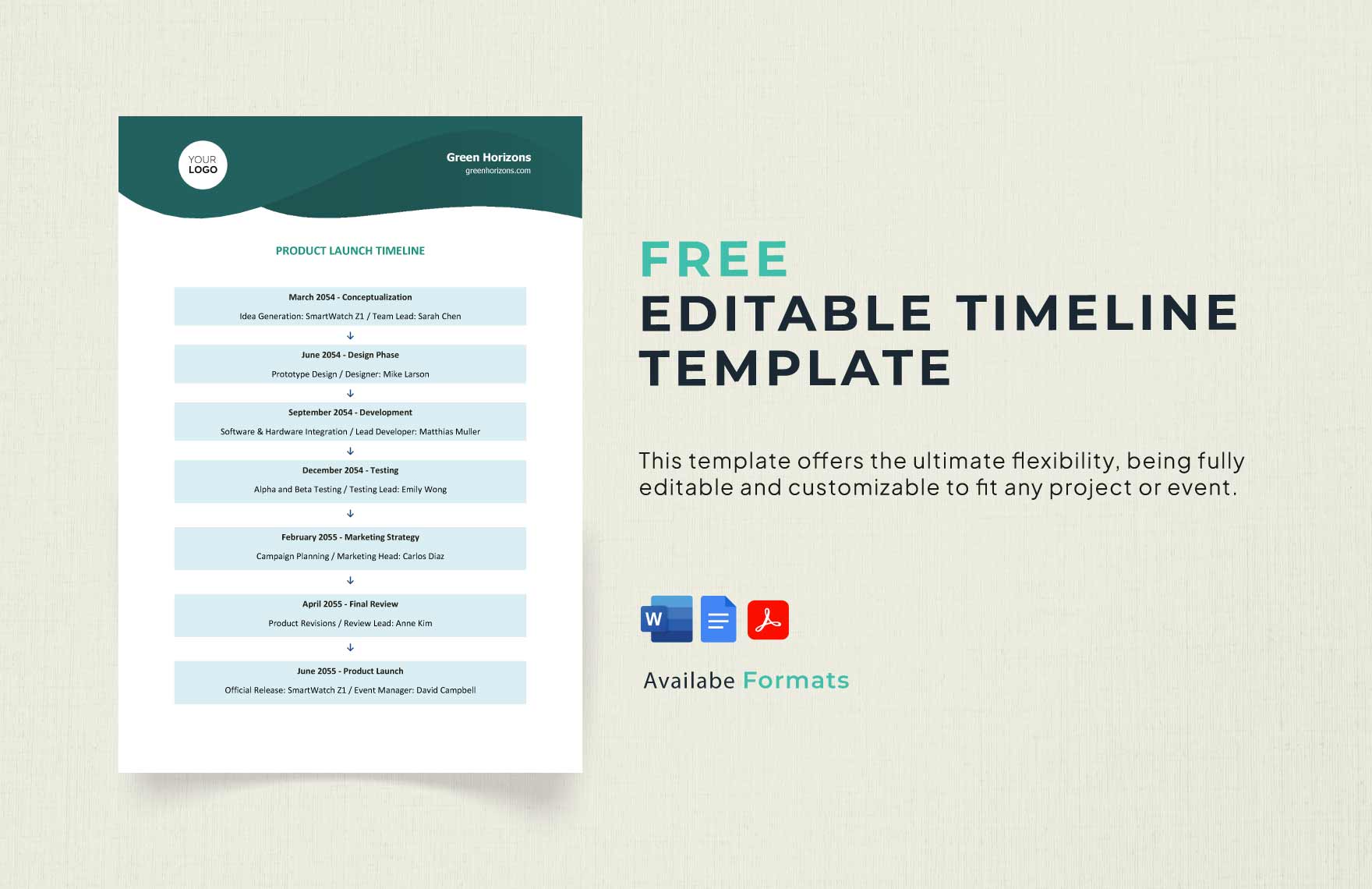 Free Editable Timeline Template Download In Word Google Docs PDF