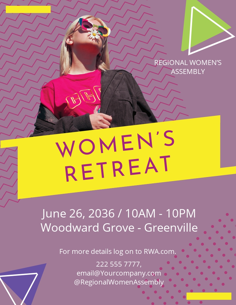 Women 90s Retreat Flyer Template Free PDF Word DOC PSD 