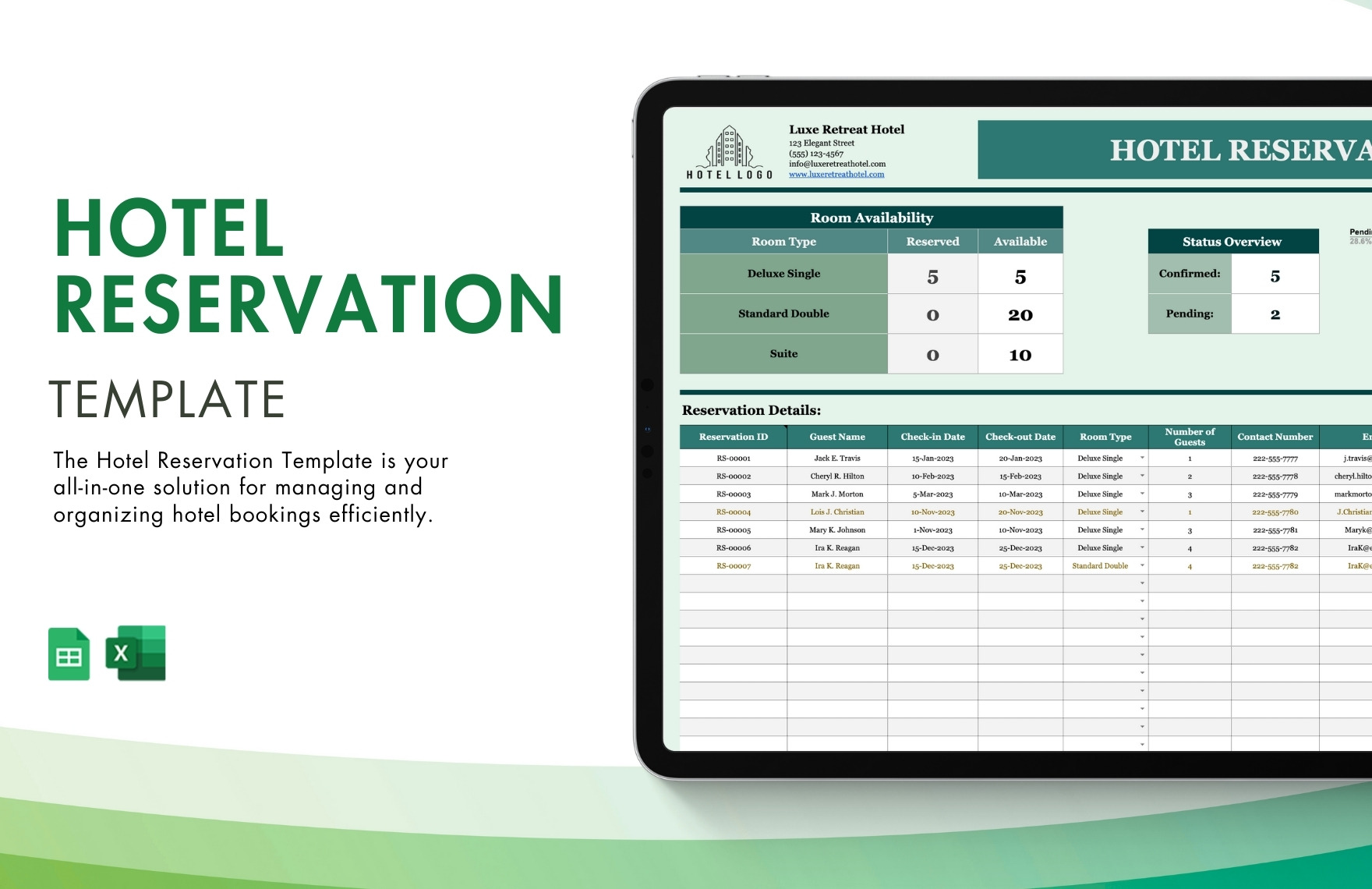 FREE Reservation Templates Download In Word Google Docs Excel PDF