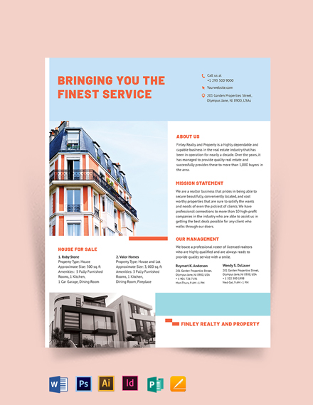 House Marketing Flyer Template - Google Docs, Illustrator, InDesign ...