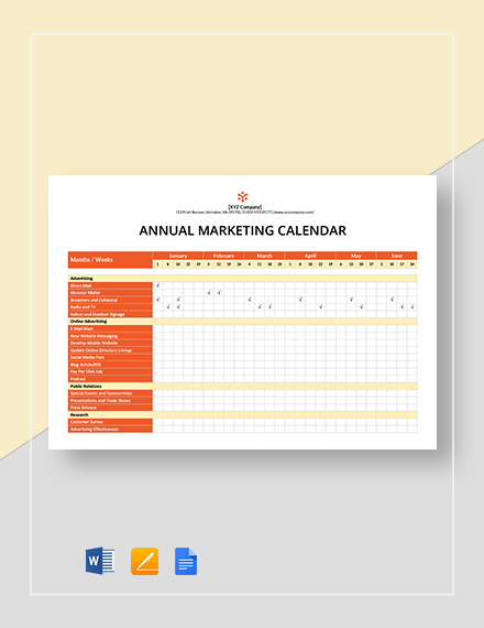 Marketing Calendar Template - 30+ Excel, PDF Documents Download