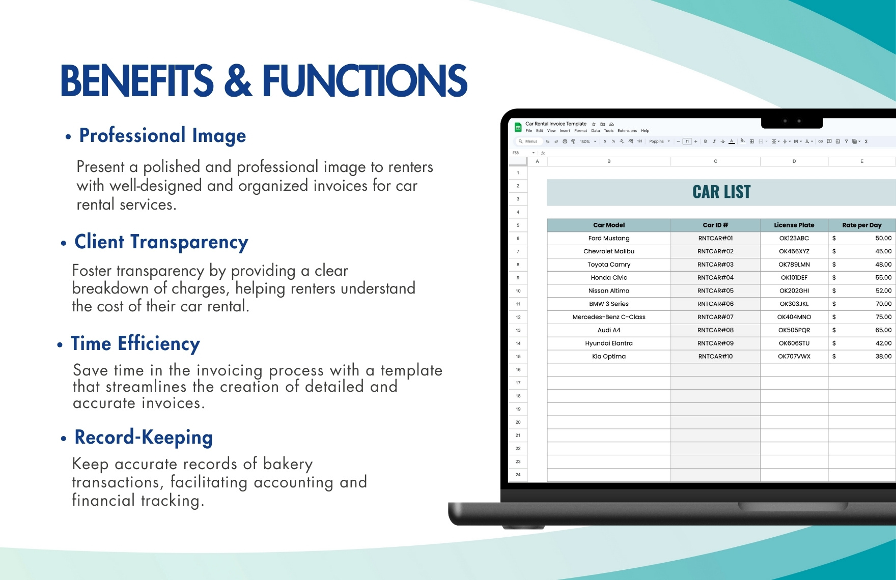Car Rental Invoice Template - Download in Excel, Google Sheets ...
