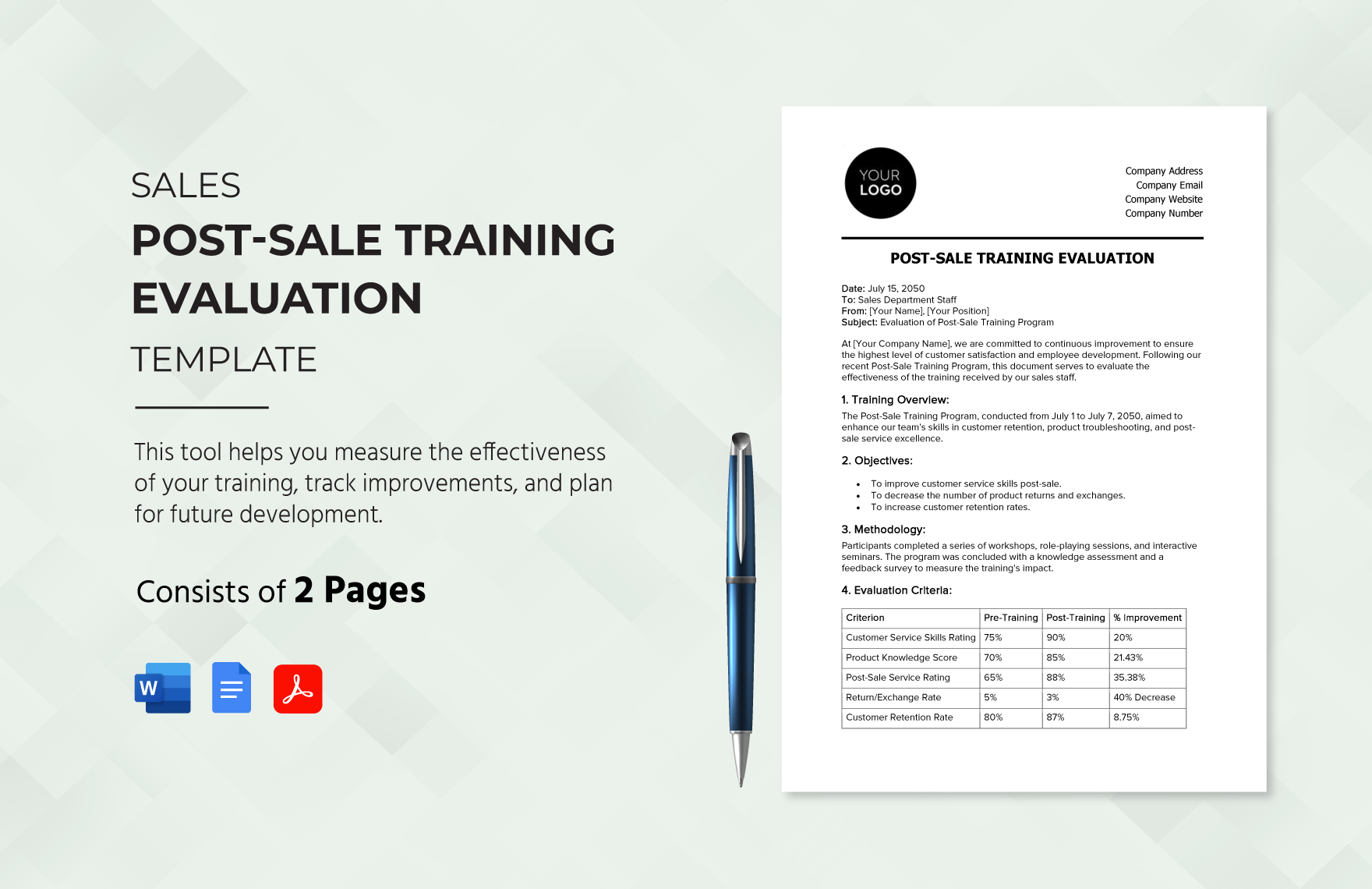 Free Editable Evaluation Templates In Word To Download