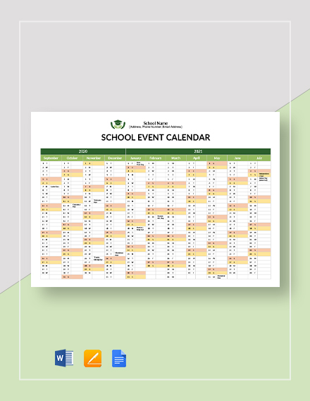 23+ School Calendar Templates - Word, PDF, Google Docs