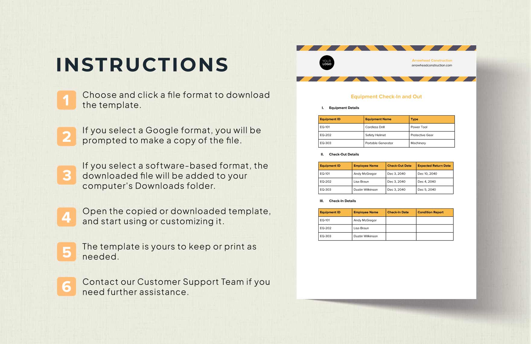 Equipment Check-in and Out Template - Download in Word, Google Docs ...