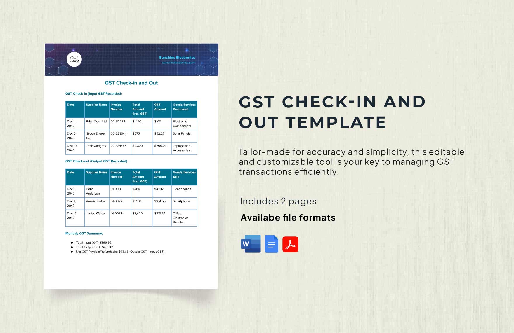 Office Check-in and Out Template - Download in Word, Google Docs, PDF ...