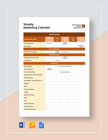 Marketing Calendar Template - 30+ Excel, PDF Documents Download