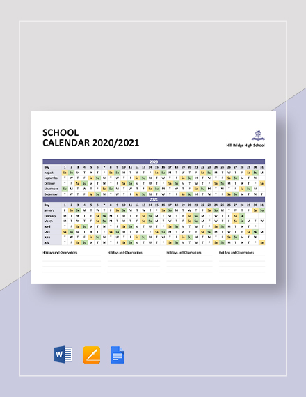 23+ School Calendar Templates - Word, PDF, Google Docs | Free & Premium ...