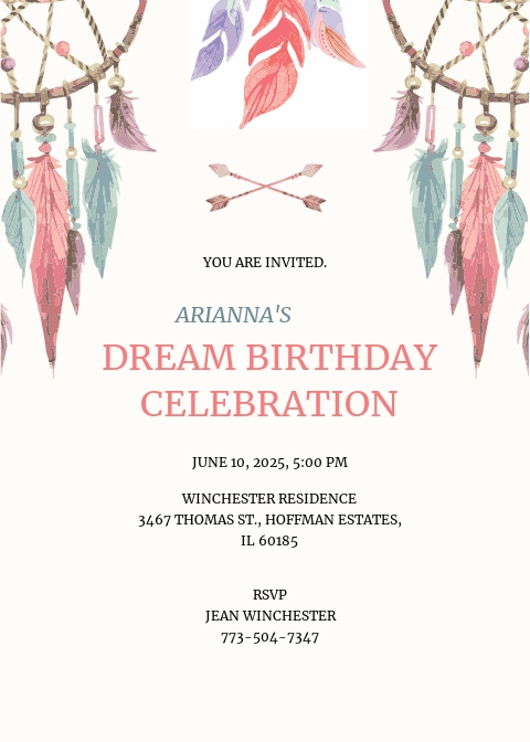 Sweet 16 Invitation Dream Catcher Dream Catcher Invitations