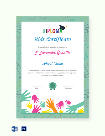 School Certificate Template - 30+ Word, PSD Format Download!