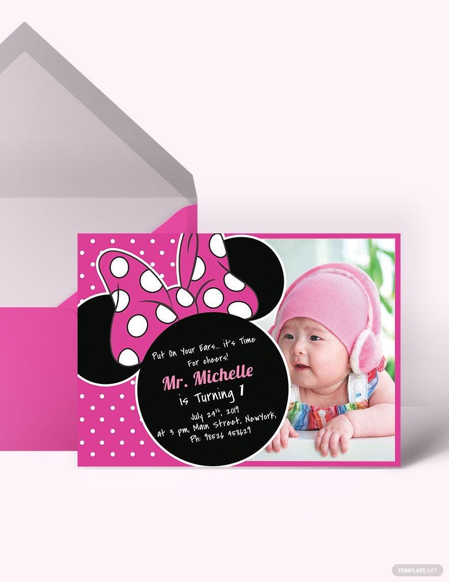Free Bright Minnie Mouse Birthday Invitation Template Download In 