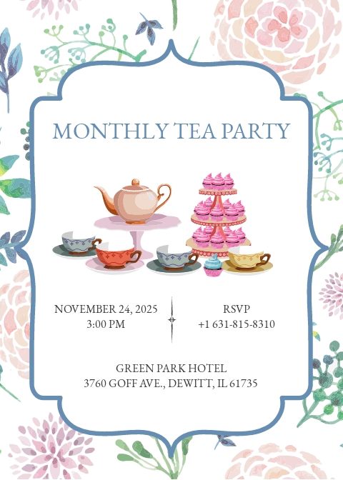 FREE High Tea Party Invitation Card Template - Word (DOC) | PSD ...
