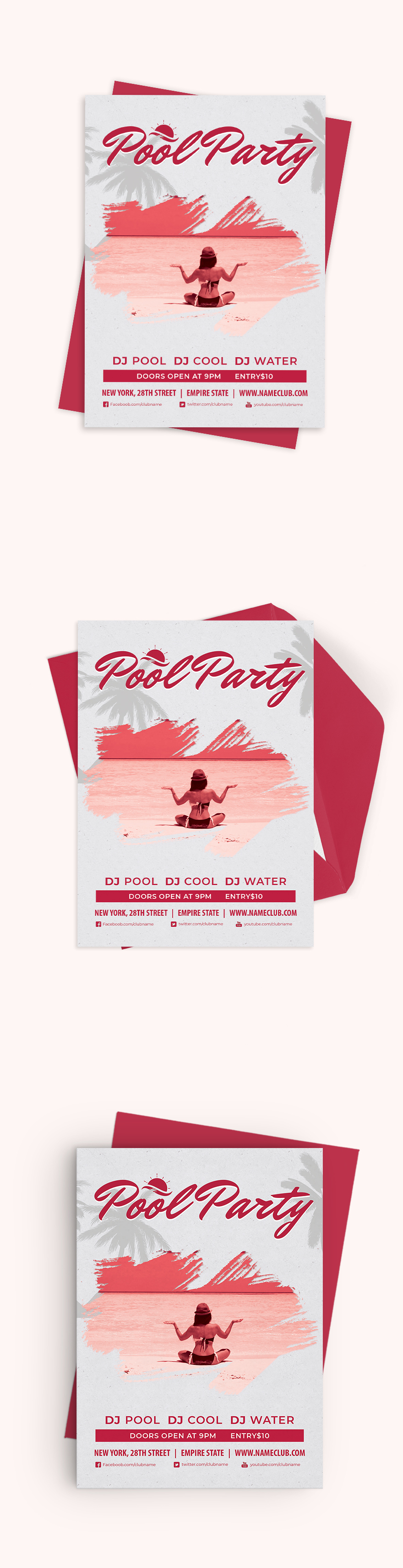 Simple Summer Pool Party Invitation Template - Illustrator, Word ...