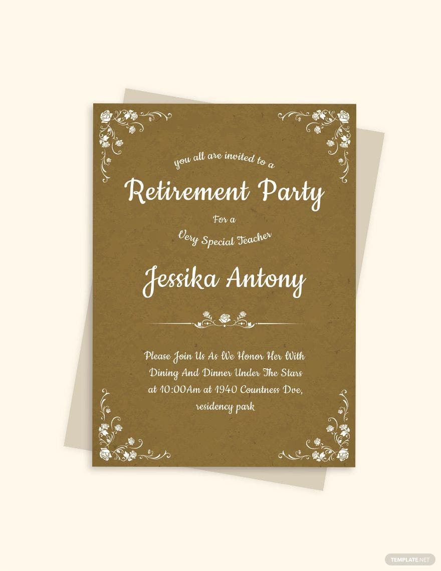 Teacher Retirement Party Invitation Template Download In Word PSD 
