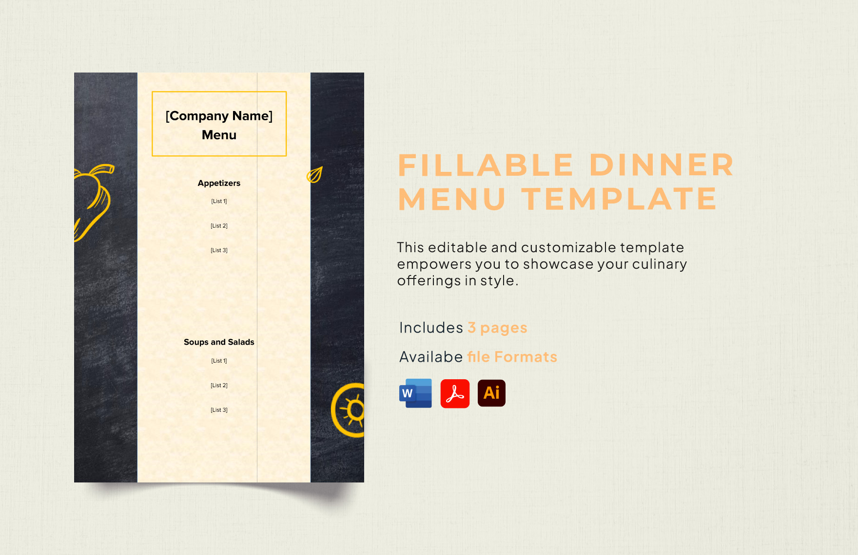 Free Thanksgiving Dinner Menu - Download in PDF, Illustrator, PSD, SVG ...