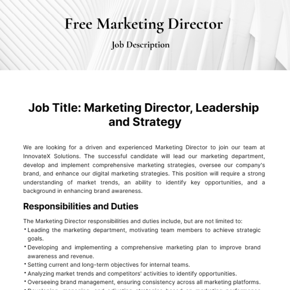 FREE Director Job Description Templates Examples Edit Online Download