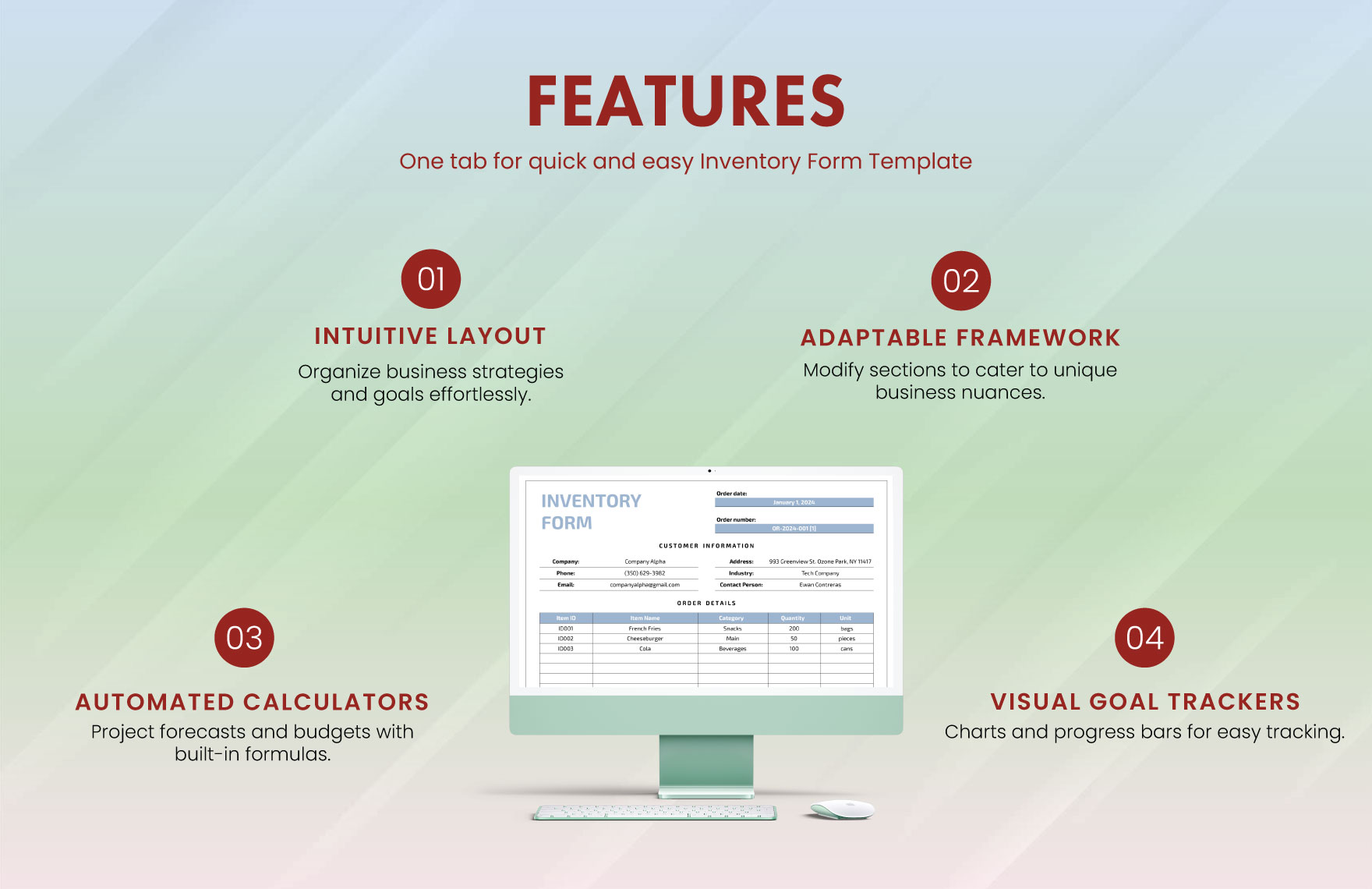 Inventory Form Template - Download in Excel, Google Sheets | Template.net