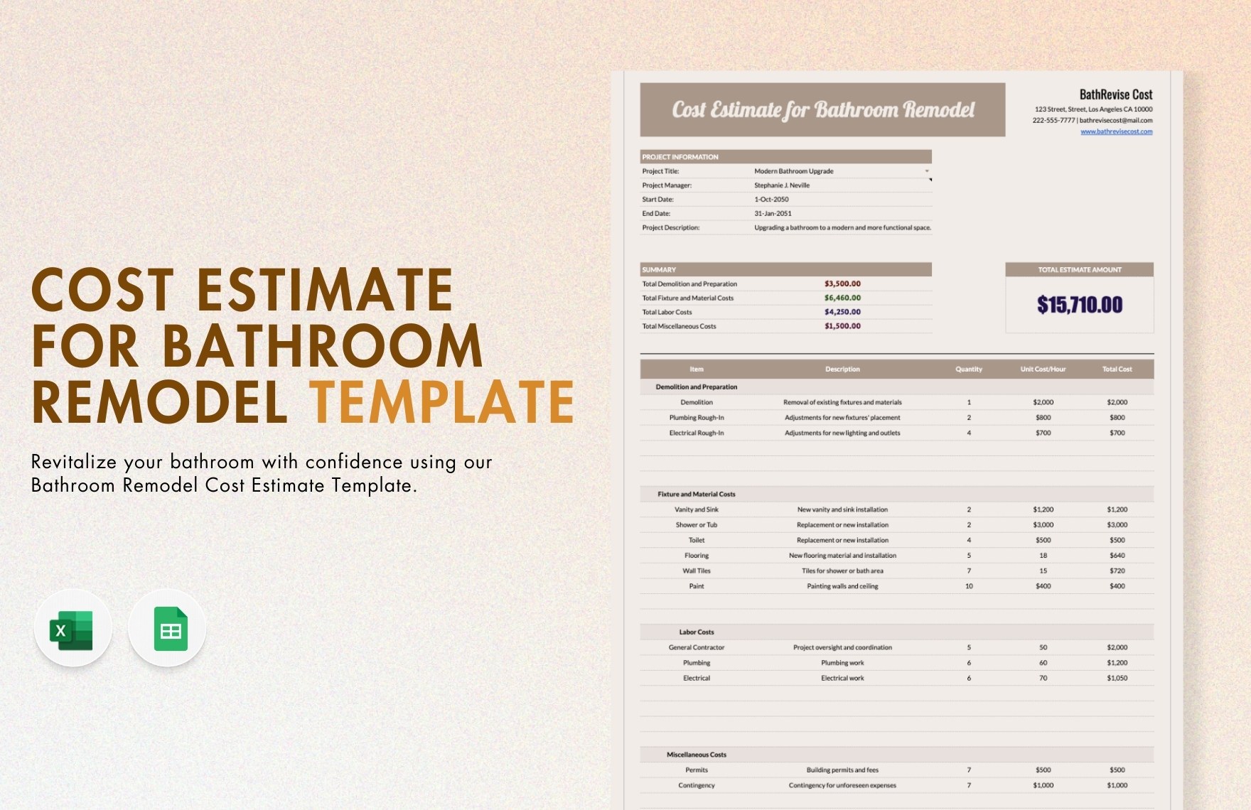 Cost Templates In Excel FREE Download Template