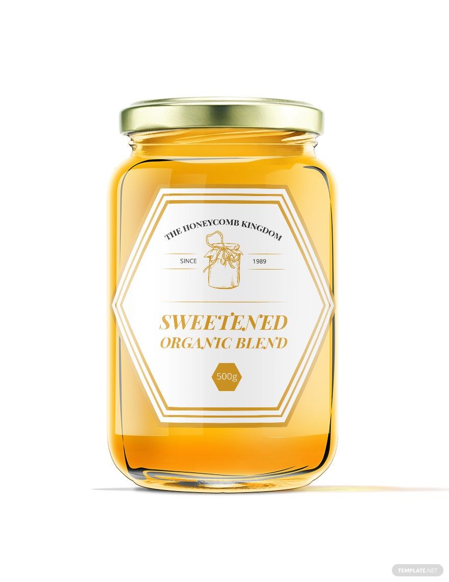 Honey Bottle Label Template Illustrator Word Apple Pages PSD 