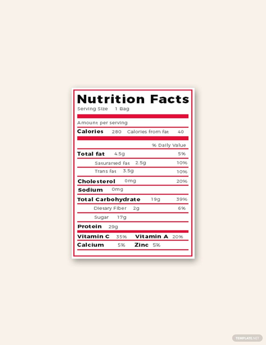 Nutrition Facts Label Template Download In Word Illustrator PSD 