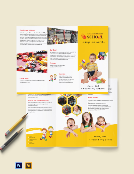 Kindergarten Brochure Template - PDF | Word | PSD | InDesign | Apple ...