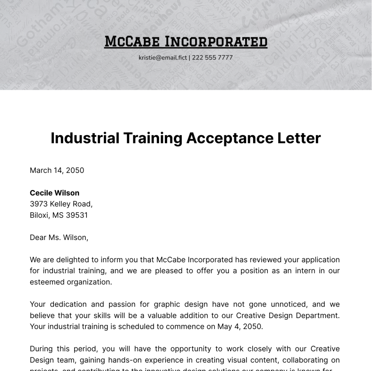 Free Industrial Training Acceptance Letter Template To Edit Online Free Industrial Training Acceptance Letter Template To Edit Online