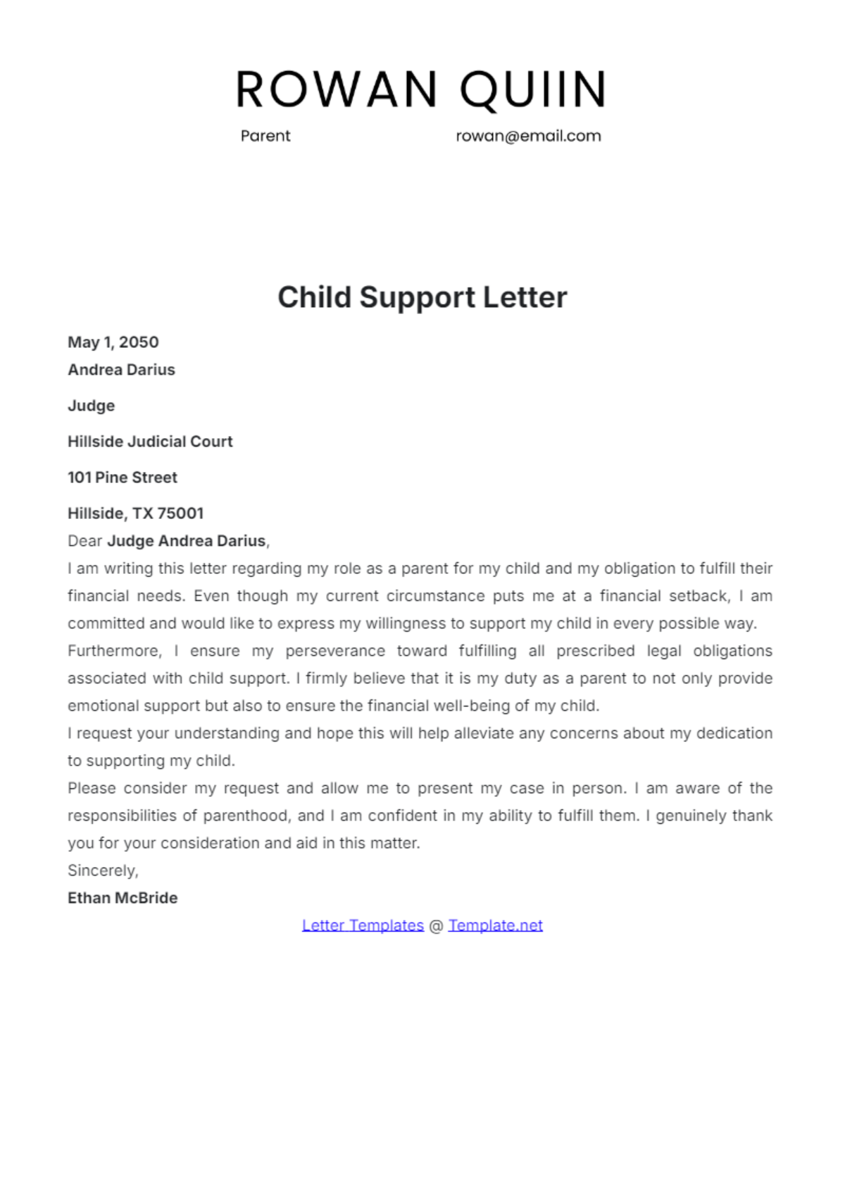 20 Sample Child Support Letter Template Inspiration Letter Templates